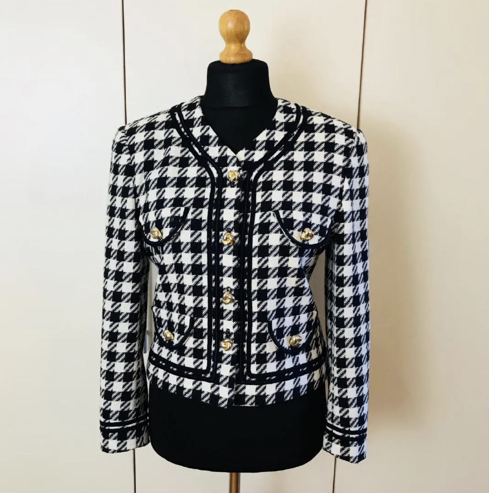 Escada Houndstooth Wool Blend Jacket — UFO No More
